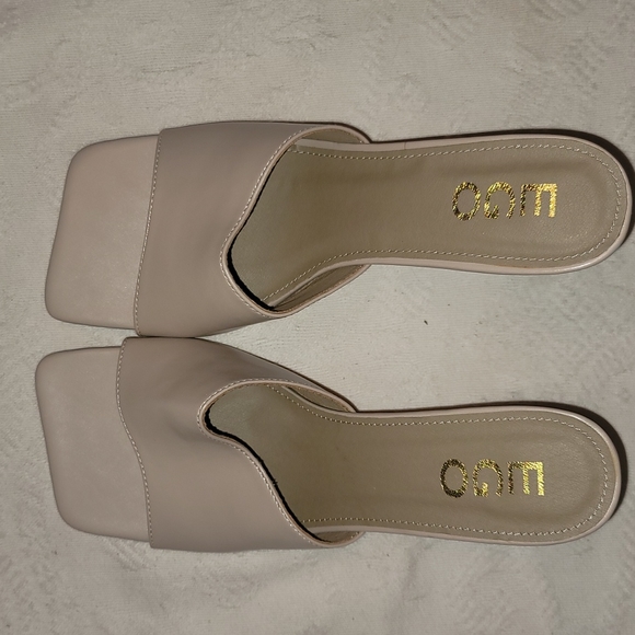 EGO | Shoes | Ego Heels Square Toe Cream Open Toe Slip On Shoes Dressy ...